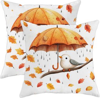 Generic Fall M&ouml;we Vogel Kissenbezug Komfort Kissenh&uuml;lle Atmungsaktiv Zierkissenbezug F&uuml;r Heimdekoration Balkon Schlafzimmer 45X45Cm 2Er Set