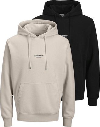 Jack & Jones Hoodie 2er Pack Soho (Spar-Set, 2-tlg) Sweatshirt - Baumwolle - Atmungsaktiv - Lockerer, bequemer Schnitt