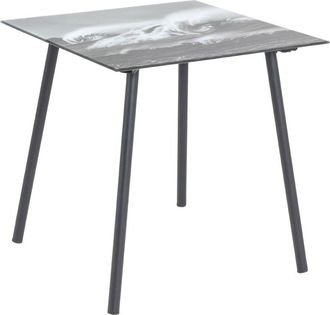 Haku M&ouml;bel Beistelltisch Motiv, schwarz, Metall, Sicherheitsglas - Ma&szlig;e: B 40 cm x H 41 cm x T 40 cm, Style: Modern
