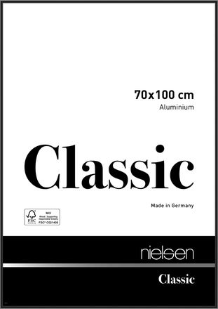 Nielsen Design Bilderrahmen, 70 x 100 cm, Aluminium, Schwarz glanz, Posterrahmen zum Aufh&auml;ngen im Hoch- & Querformat, Echtglas, Classic