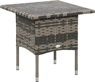 OUTSUNNY Table dappoint de Jardin Table Basse carr&eacute;e en r&eacute;sine tress&eacute;e Style Cosy Chic - 50 x 50 x 47 cm Noir