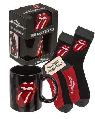 Out of the Blue Geschenkset The Rolling Stones Becher & Socken - Steingut-Kaffeebecher 315 ml & Komfort-Socken in Gr. 41-45 - stylisches Geschenk-Bundle f&uuml;r Fans - pr