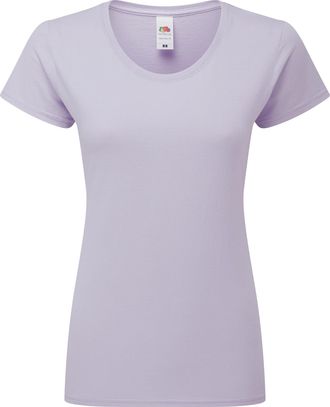 Fruit Of The Loom Ladies Iconic 195 - figurbetontes Damen Shirt aus gek&auml;mmter Baumwolle, Rundhals Basic T-Shirt mit Seitenn&auml;hten, Farbe:Soft Lavender, Gr&ouml;&szlig;e:2XL
