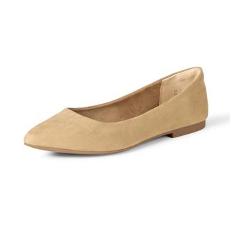 Amazon Essentials Damen Ballerinas mit spitzem Zehenbereich, Beige Mikro Wildleder, 39.5 EU