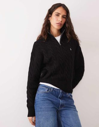 Polo Ralph Lauren pull oversize &agrave; col en noir