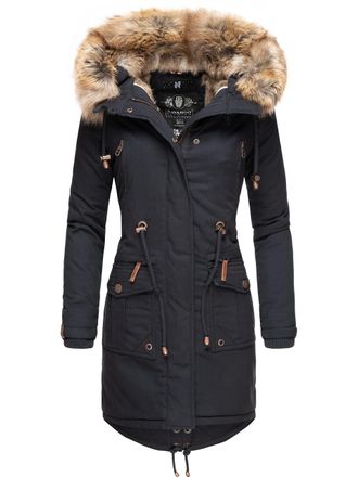 Navahoo Damen Winter Jacke Warmer Winterparka mit Kapuze Rosinchen Blau Gr. XS