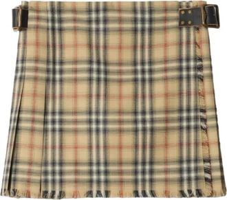 Burberry Femme, Jupes, Beige, Taille: 34 FR Jupe Pliss&eacute;e &agrave; Carreaux