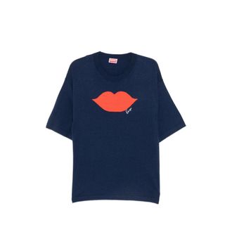 Kenzo Lips-intarsia Short-sleeve Sweater