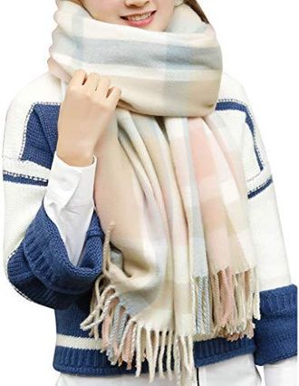 Heekpek Grande Taille Femme Homme Echarpe Hiver Chaud en Cachemire Imitation Carreaux Doux &eacute;charpe &eacute;pais Pull Ch&acirc;le Mode &eacute;charpe Fra&icirc;che Cadeau Unisexe Cadeau