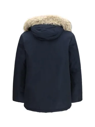 Woolrich Mens Arctic Ramar Cloth Parka With Removable Fur Melton Blue Cotton; Polyamide Down Jackets Coat