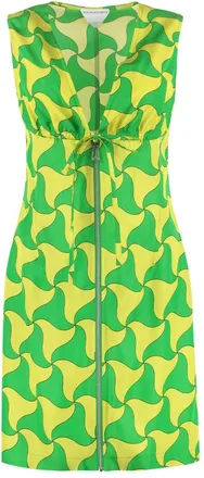 Bottega Veneta Kleid mit Wellen-Dreieck-Print und V-Ausschnitt - - Dresses - Damen - Mehrfarbig - 2XS