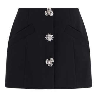Blumarine Doppel-Cr&ecirc;pe-Rock mit Metallblumen - - Skirts - Damen - Schwarzk - S
