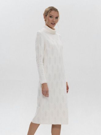 Passioni Midikleid mit Struktur Muster mit Rollkragen