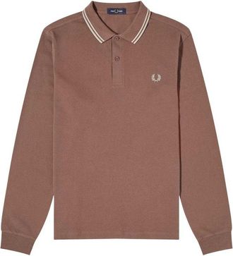 Fred Perry Poloshirt f&uuml;r Herren, Lang&auml;rmlig (Ziegelstein)