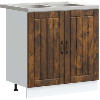 vidaXL K&uuml;chenschrank Lucca 2 pcs Braun 80 x 46 x 81.5 cm Holzwerkstoff vidaXL