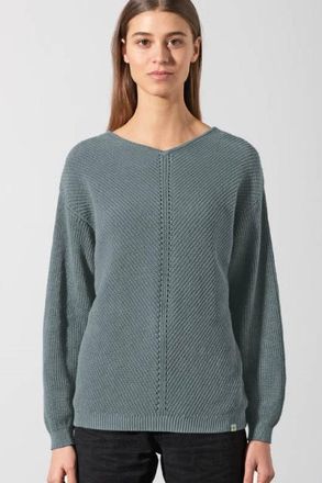 Hempage Hempage Damen vegan Pullover Mit V-Ausschnitt Timeless Titanium