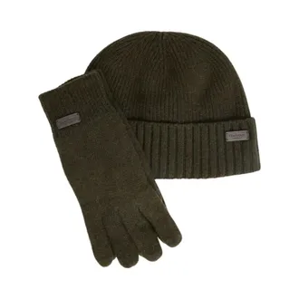 Barbour Ensemble Bonnet et Gants Carlton - Homme - Accessoires - Vert - Taille: ONE Size