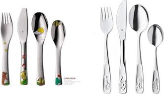 WMF Janosch Kinderbesteck Set 4-teilig, Kinderbesteck Edelstahl & Tiere Kinderbesteck Set 4-teilig, Kinder Besteck Edelstahl, Kinderbesteck ab 3 Jahre, Cr