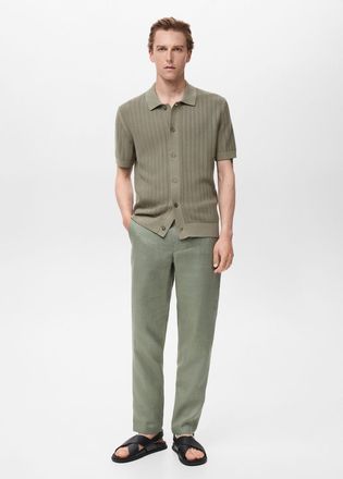 Mango Strukturiertes Hemd aus 100 % Baumwolle khaki - Herren - XL - MANGO MAN