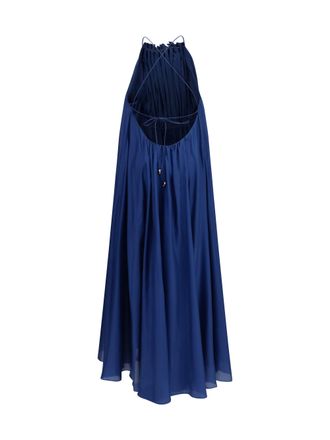 Zimmermann Womens Dress Aster Pleated Pearl Dark Cobalt Silk