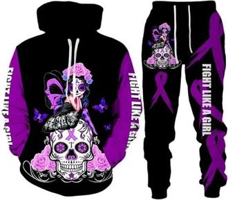 Generic Hommes et Femmes Jogging Vêtements Sweat à Capuche Ensemble Halloween Tête de Mort Couple Imprimé 3D Vêtements de Sport Manches Longues Hommes Sweat à