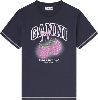 Ganni Femme, Tops, Noir, Taille: 34 FR T-shirt avec des framboises