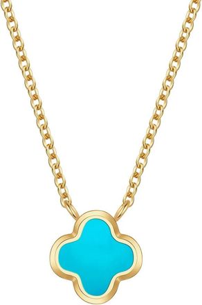 Glanzst&uuml;cke M&uuml;nchen Halskette - Edelstahl Halskette T&uuml;rkis (synth.) Kleeblatt - Gr. unisize - in Gold - f&uuml;r Damen