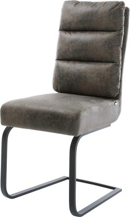 DELIFE Schwingstuhl Pela-Flex Freischwinger flach Schwarz Mikrofaser Grau Antik Taschenfederkern