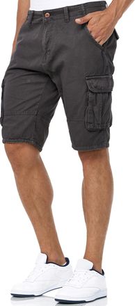Indicode Herren Blixt Cargo Shorts mit 6 Taschen und G&uuml;rtel aus 100% Baumwolle | M&auml;nner Raven, XL