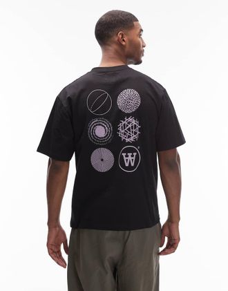 Wood Wood Double A By Wood Wood - Liam - T-shirt avec imprim&eacute; au dos - Noir