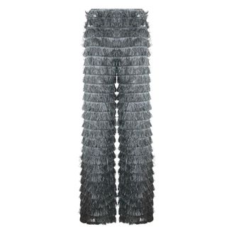 Alberta Ferretti Gerade Hose mit Fransen - - Trousers - Damen - Grau - L
