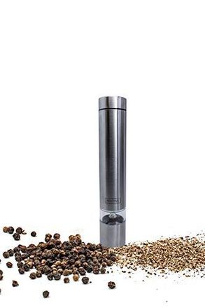 Nerthus Kitchenware Nerthus FIH 651 Moulin à sel et poivre électrique Monillo, facile à utiliser en une seule touche, design durable, moderne, acier inoxydable