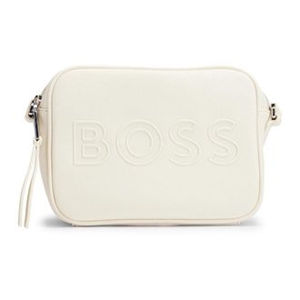 HUGO BOSS Femme, Sacs, Blanc, Taille: ONE Size Sac bandouli&egrave;re en similicuir grain&eacute;