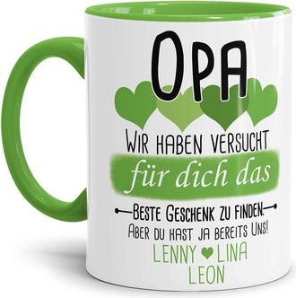 Tassendruck Geschenk Tasse mit Spruch PERSONALISIERT - Bestes Geschenk für Opa von Enkelkindern - Kaffee-Tasse/Geschenkidee Geburtstag Vatertag/Vatertagsgeschenk 
