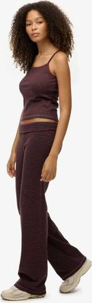 Superdry Athletic Essentials - Pantalon de jogging &agrave; rayures avec taille rabattue - Lie-de-vin/anthracite-Rouge