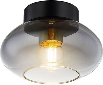 Globo Lighting Deckenlampe Rauchglas Deckenleuchte Glas Rauchglas Deckenleuchte Vintage, Retrodesign Wohnzimmer, Metall schwarz, 1x LED 7W 806Lm warmwei&szlig;, DxH 18x13 