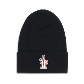 Moncler Woll-Beanie-Hut mit Logopatch - - Accessories - Herren - Schwarzk - ONE SIZE