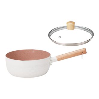 Hemobllo Antihaftbeschichteter Babynahrungs Kochtopf 18cm Wei&szlig; mit Deckel Milch und Nudeltopf f&uuml;r Haushalt und Suppen