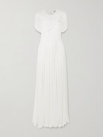 SIMKHAI Nancie Maxikleid Aus Jersey Mit Cape-effekt Und Falten - Elfenbein