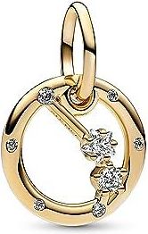 Pandora Pandora Moments Charm pendant Zodiaque Bélier en métal plaqué or 14 carats avec zircones cubiques transparentes