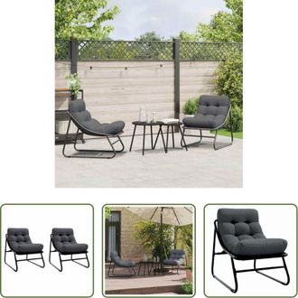 vidaXL Chaise de jardin - Mobilier de jardin avec coussin 2 pcs Noir 60,5 x 81 x 71 cm