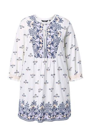 Ulla Popken T-Shirt Shirt-Tunika A-Linie Tunika-Ausschnitt 3/4-Arm
