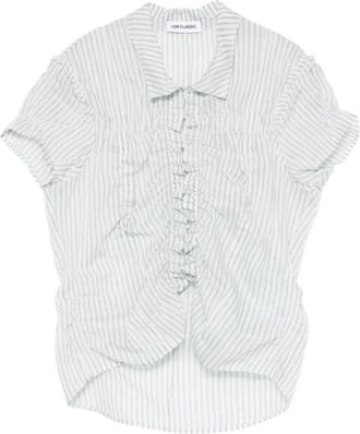 Low Classic LOW Classic, Femme, Blouses et Chemises, Bleu, Taille: 40 FR Chemise &agrave; Manches Courtes Froiss&eacute;e