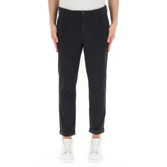 40weft Schmale Chino Navy Hose mit Falten - - Trousers - Herren - Blau - 3XL