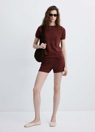 Mango Pull en maille &agrave; manches courtes orange br&ucirc;l&eacute; - Femme - XXS - MANGO