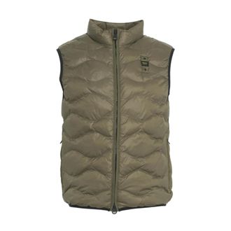 Blauer Homme, Vestes, Vert, Taille: M Gilet Matelass&eacute; Vert avec Col Haut