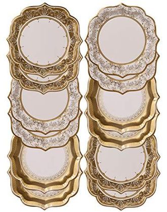 Talking Tables Party Porcelain Or Assiettes en Papier Moyens dans 3 Designs 12Pk, Carton, 20cm x 20cm