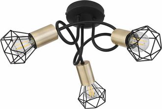 ETC Shop Etc-shop - Plafonnier orientable cuisine rondel 3 flammes plafonnier abat-jour cage, rond laiton antique noir, 3x E14, 38 cm, salon