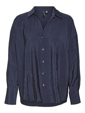 Vero Moda VMQUEENY LS Oversize Shirt WVN GA Noos Chemise, Navy Blazer, M Femme