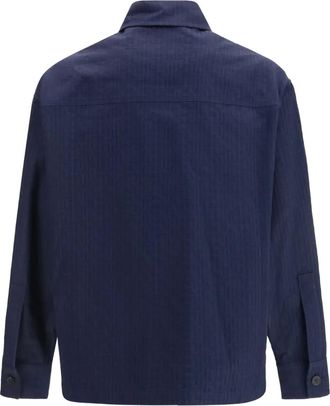 Balmain Hemdjacke mit Monogrammtasche - Blau